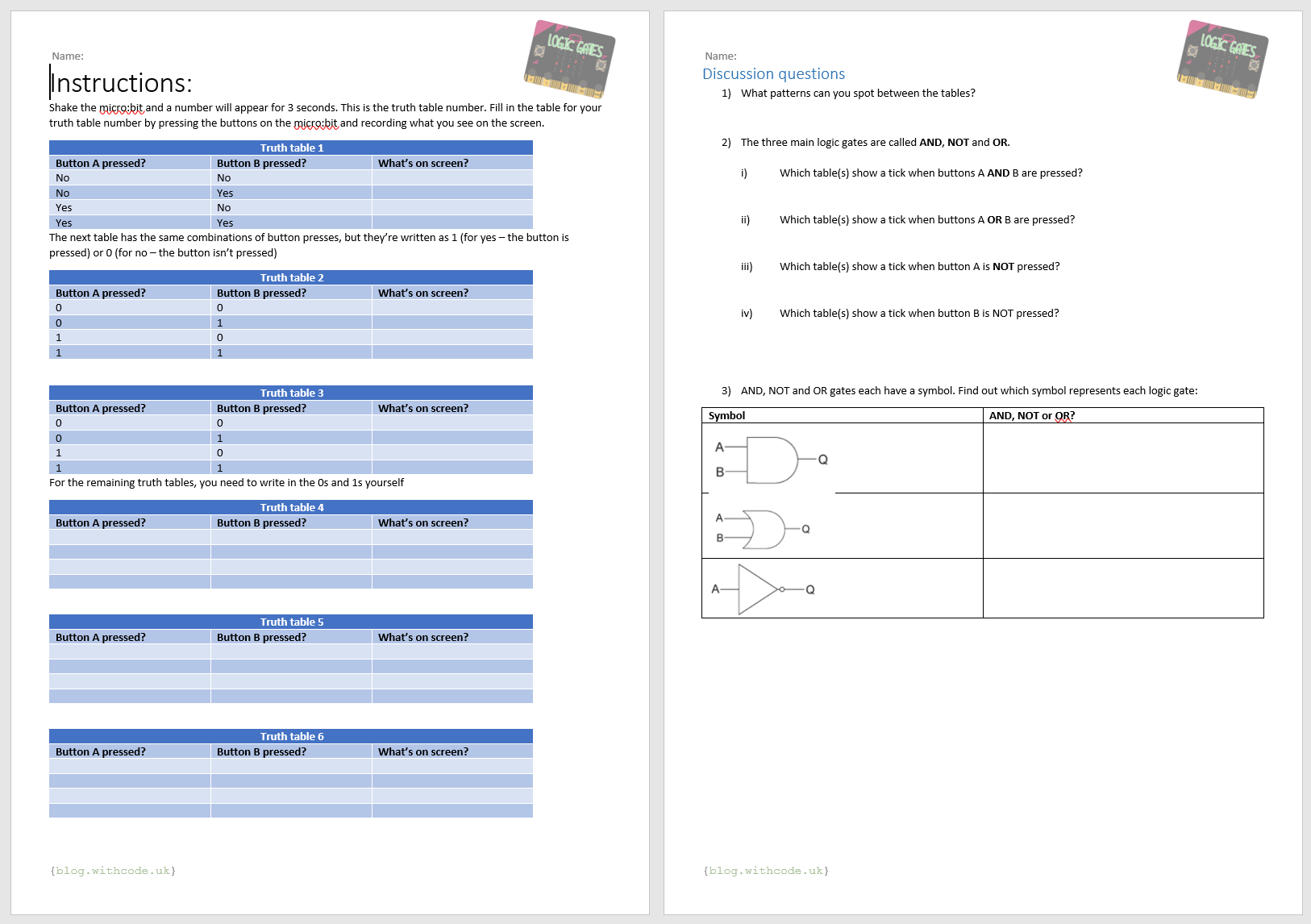 What is boolean logic? KS3 discovery lesson resources using BBC micro:bit