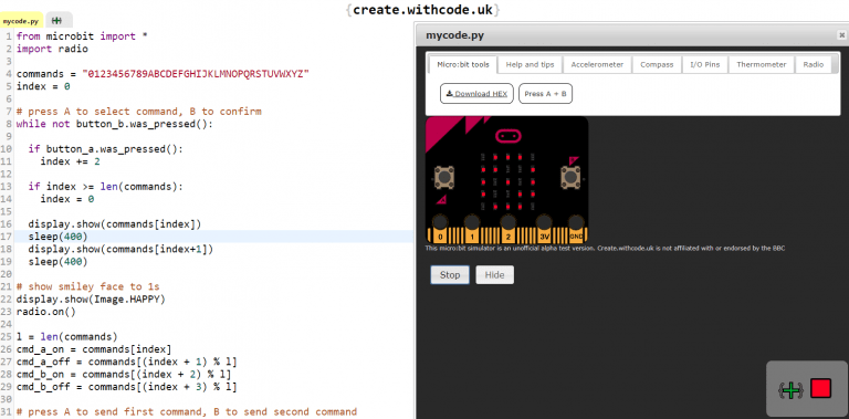 BBC microbit python simulator | blog.withcode.uk