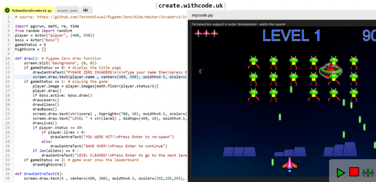 Create Games With Python Online Pygamezero Simulator